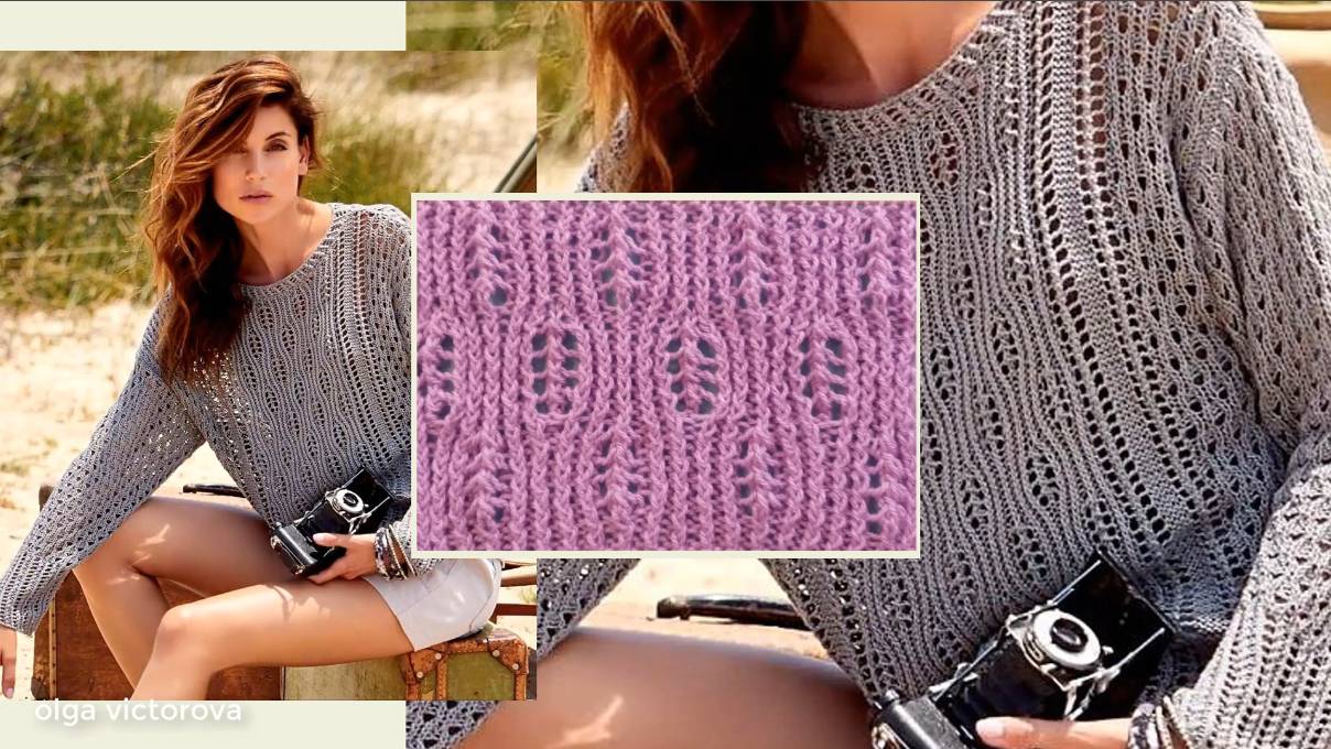 452 Ажурный узор спицами Вязание Узоры спицами