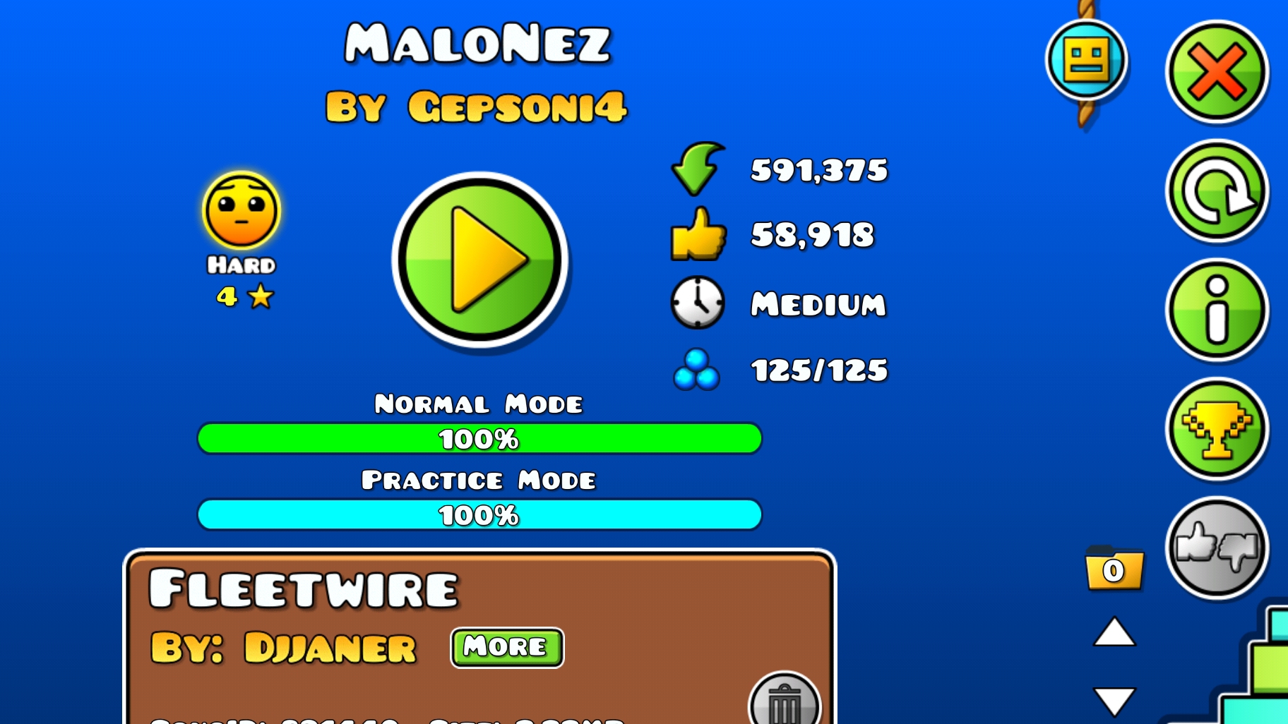 geometry Dash я прошёл уровень malonez