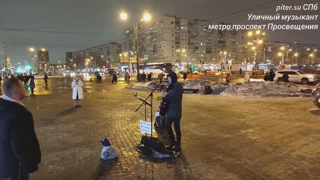 Уличный музыкант у метро Проспект Просвещения Санкт-Петербург piter.su
