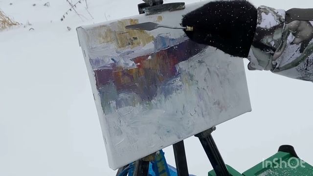 Зимний пленэр. Масляная живопись.