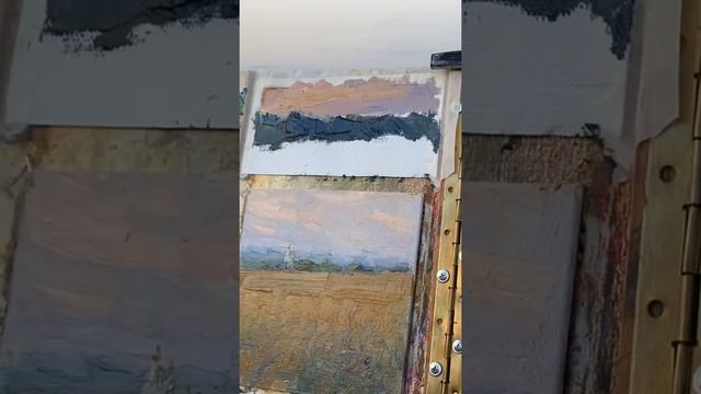 Август. Вечерний пейзаж маслом.