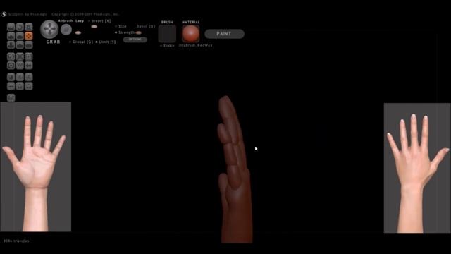 Sculpting a hand dummy, with 2 example poses in Sculptris. (720p)