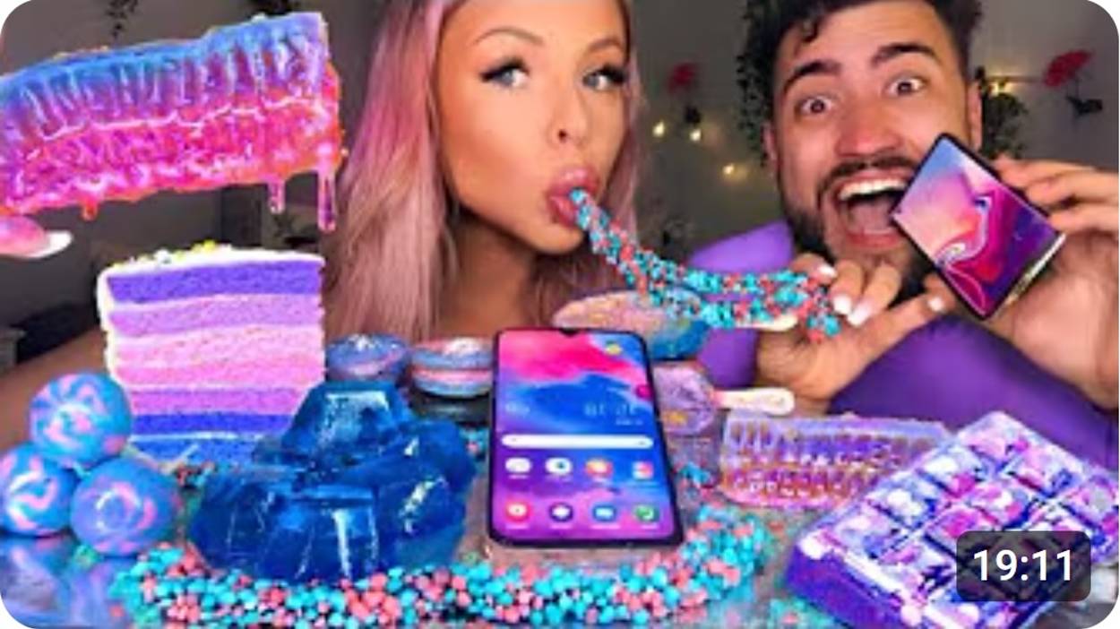 ASMR ГАЛАКТИЧЕСКИЕ СОТЫ, СЪЕДОБНЫЙ ТЕЛЕФОН SAMSUNG GALAXY, РАДУЖНЫЙ ТОРТ САМАЯ ПОПУЛЯРНАЯ ASMR-ЕДА M