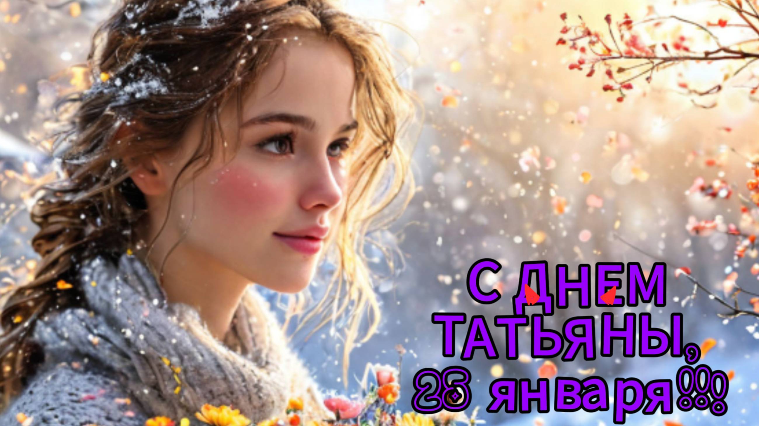 Красивое поздравление на Татьянин день -  25 января . Красивая открытка.