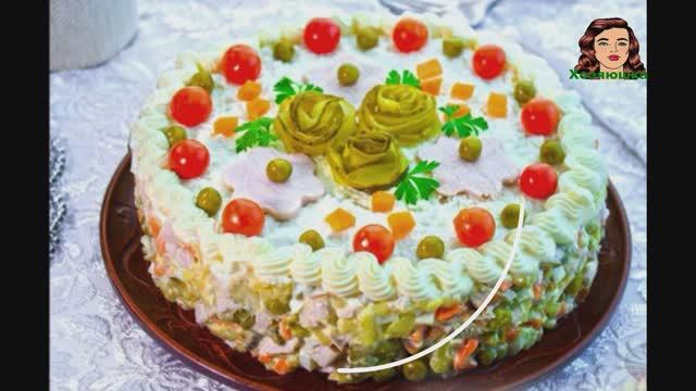 Салат-торт Оливье старый вкусный рецепт с НОВЫЙ ПОДАЧИ, УКРАСИТ ВАШ СТОЛ