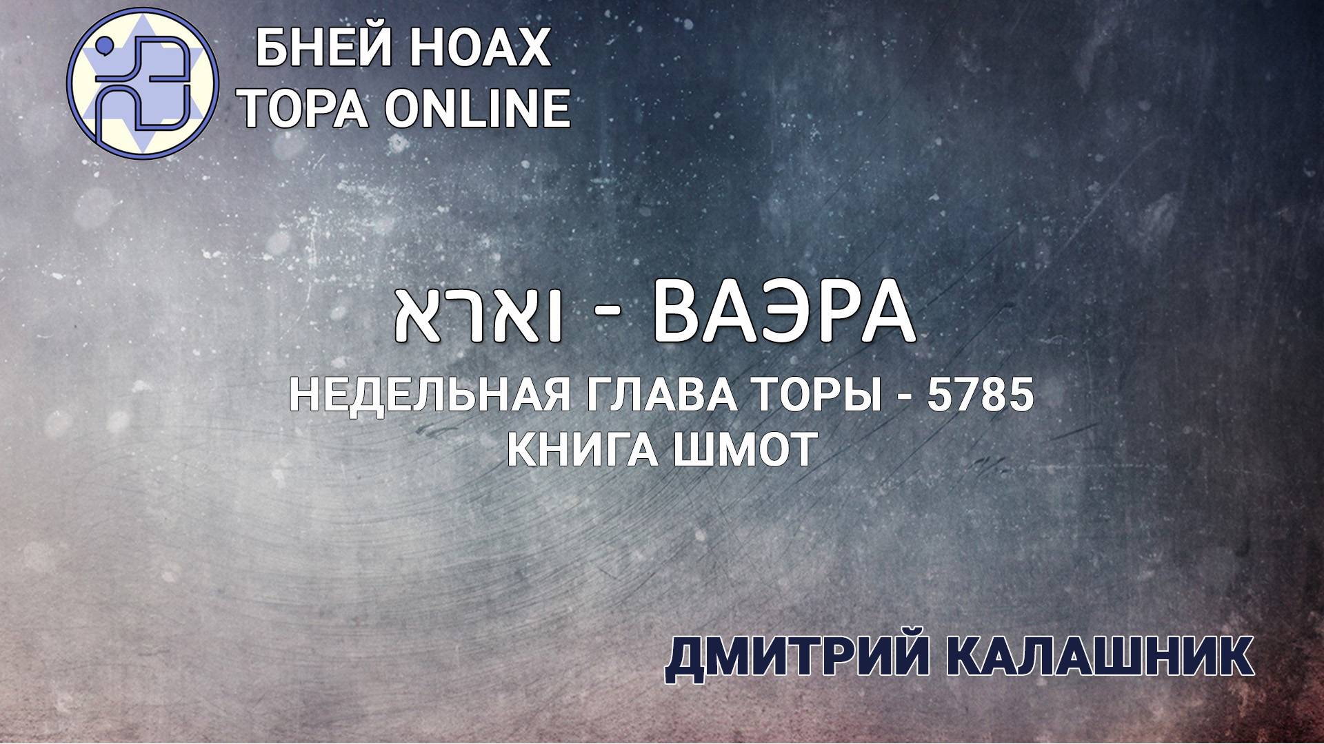 Недельная глава Торы - Парашат а-шавуа - "ВАЭРА" 5785/2025. Дмитрий Калашник