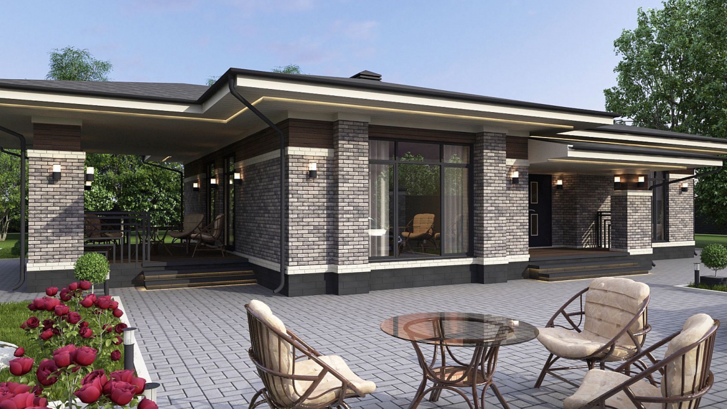 Дом 150 квм (в стиле Райта)