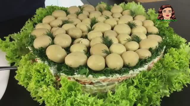 Салат Грибная Поляна красивый и простой способ сборки