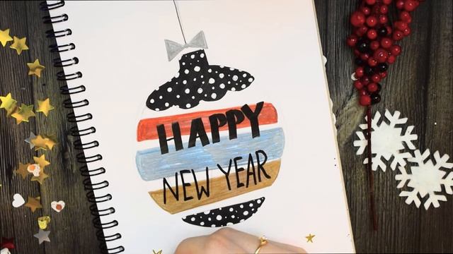 DIY открытки Леттеринг на НОВЫЙ ГОД DRAW WITH ME Идеи для личного дневника