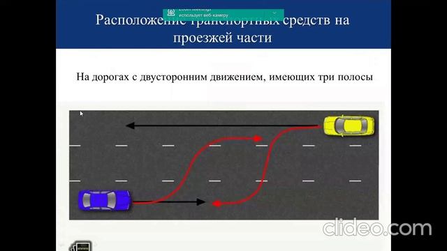 Расположение ТС на пр части