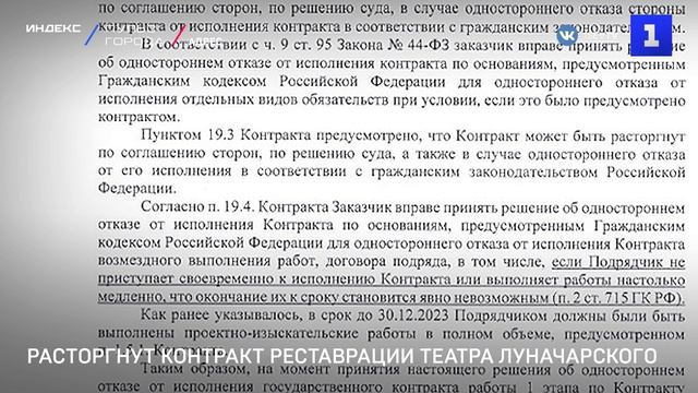 Расторгнут контракт реставрации театра Луначарского