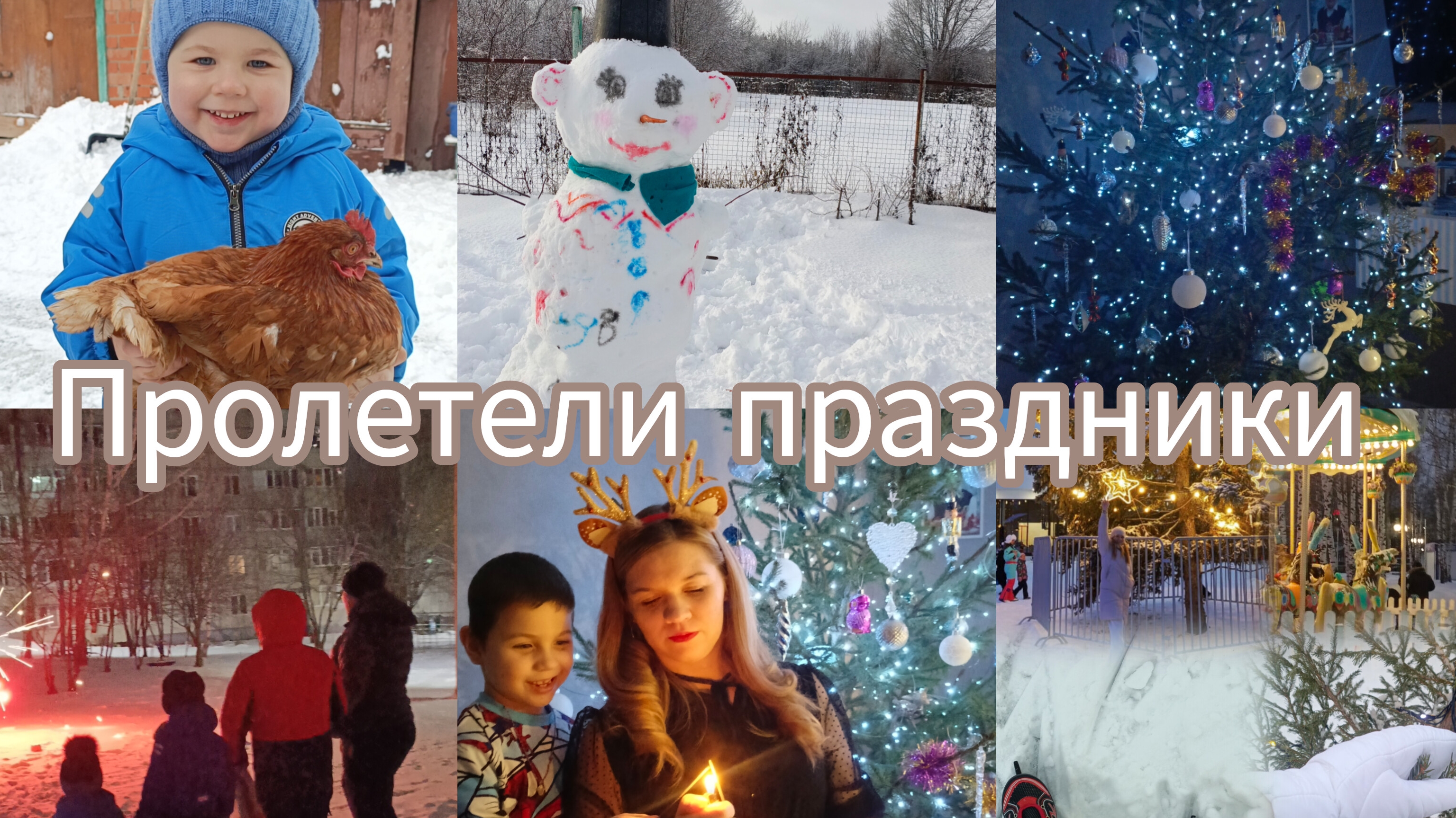 новый год/прогулка/разматала гирлянду россу/снеговик/