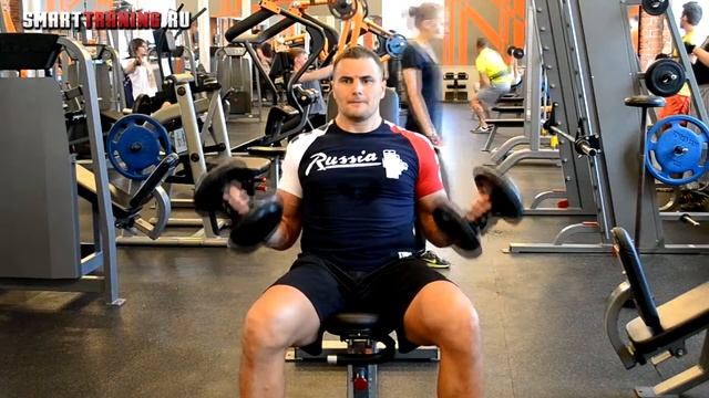 Бицепс с гантелями сидя на скамье | Сгибания рук.