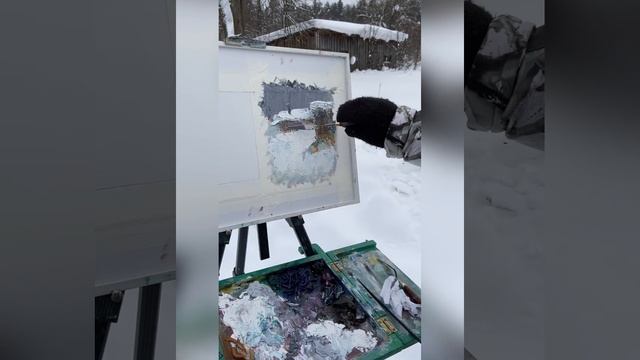 Пейзаж зимой в полях