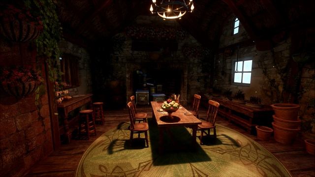 Уютный каменный коттедж в деревне Хогсмид и необычная гроза за окном