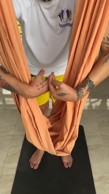 Поза кобры в аэройоге