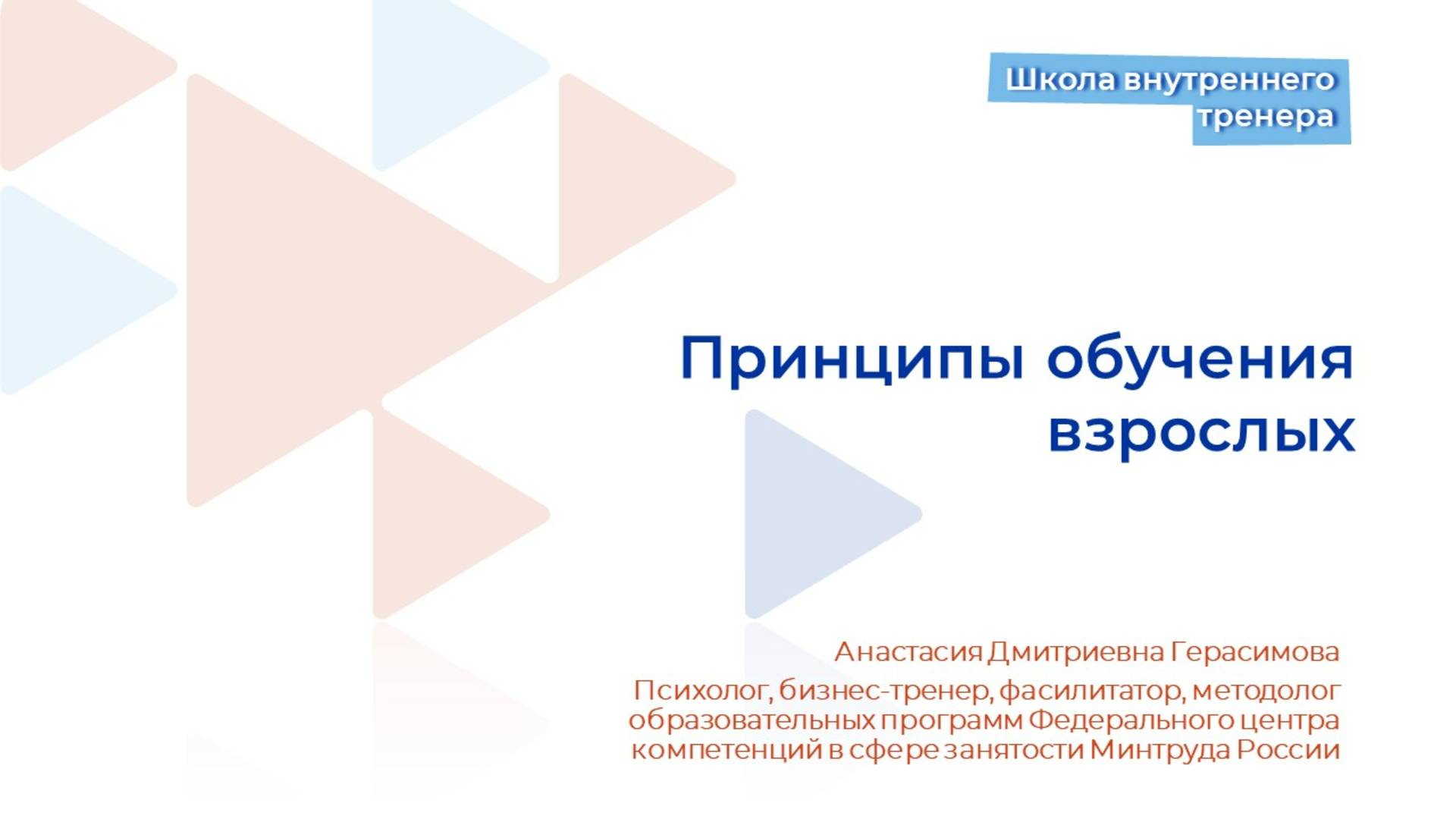 Видеолекция 2. Принципы обучения взрослых