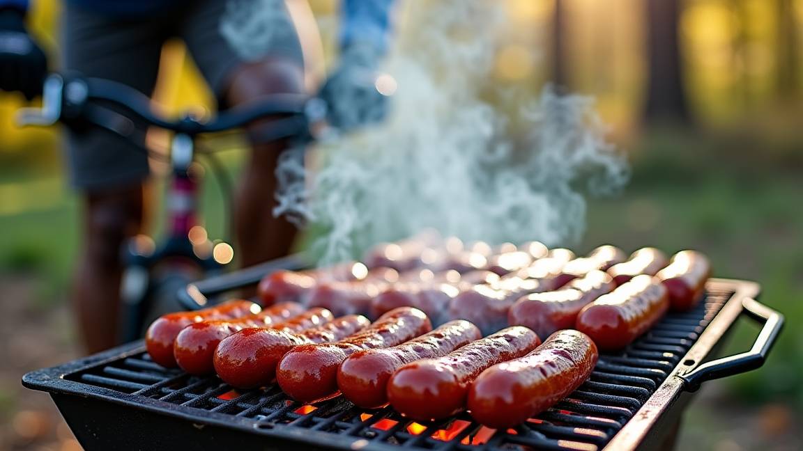 Любимый веломаршрут, с приготовлением еды (жарка купат).