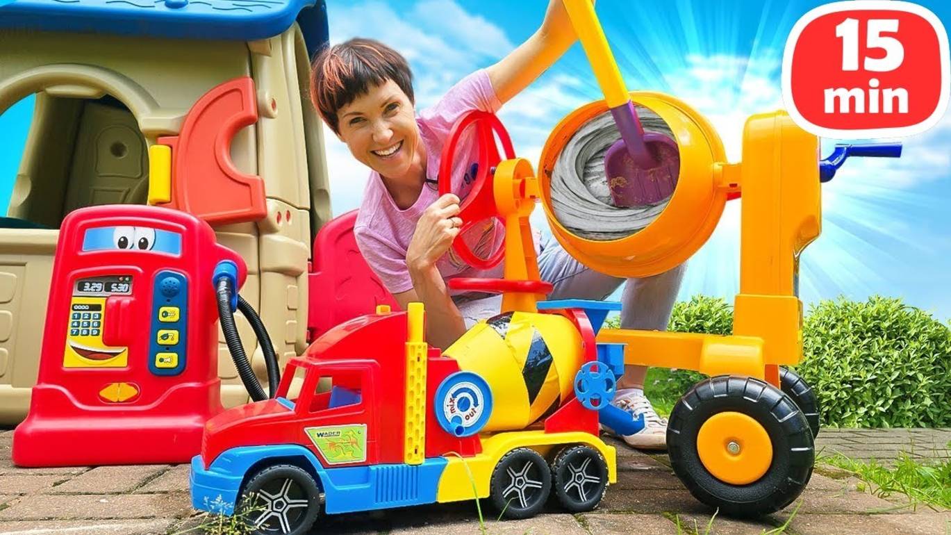 Капуки машины – Бетономешалка и Тягач – Веселые игры с машинками и Машей Капуки Кануки
