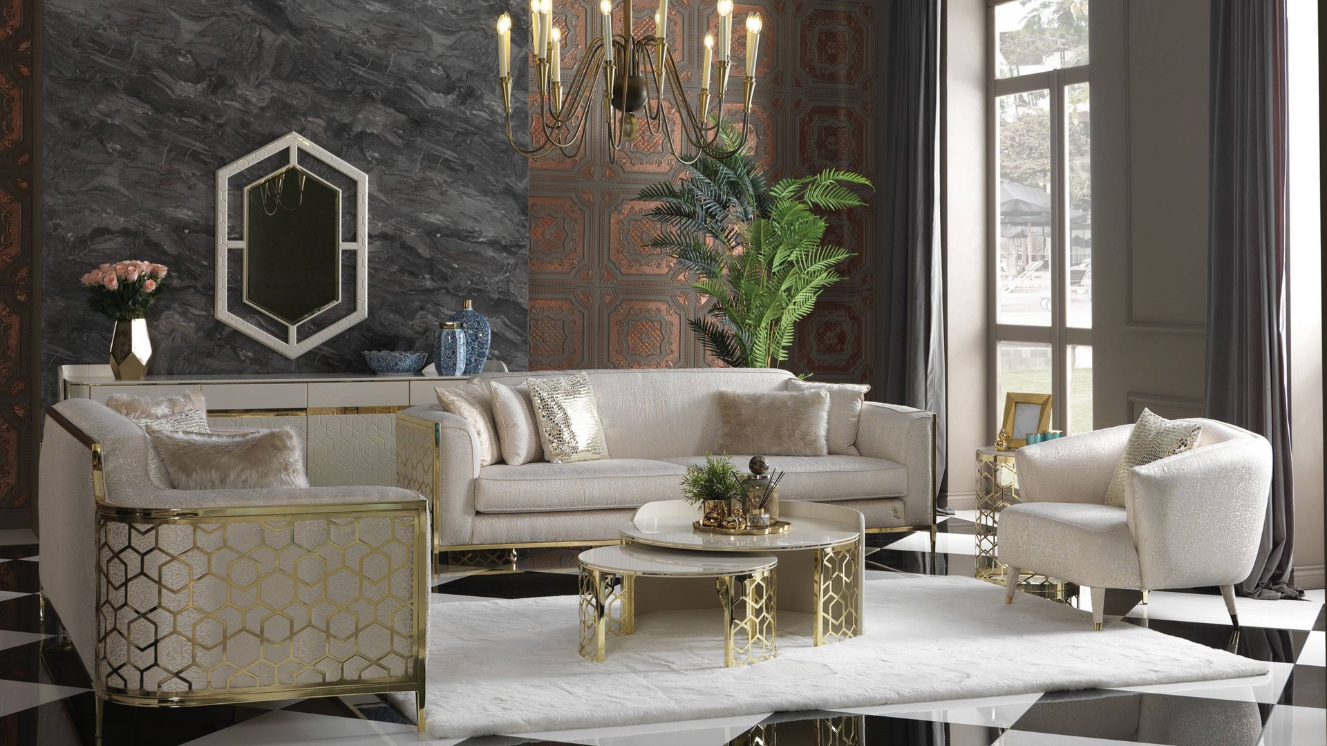 Коллекция мебели Дилижан для гостиной от Wood.Root. Диваны, кресло, обеденный стол, стулья, консоль