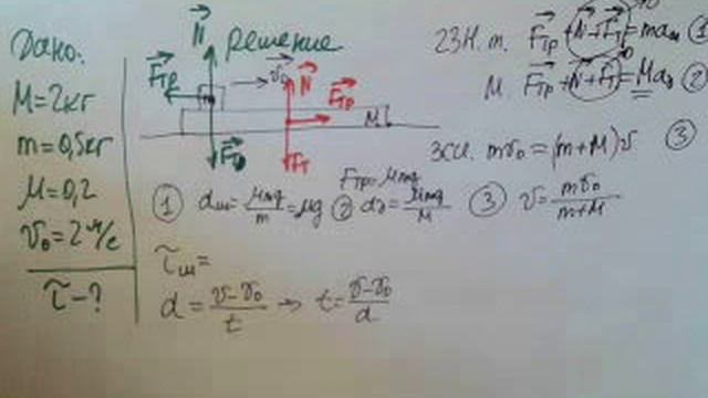 разбор задачи взаимодействие тел ЗСЭ
