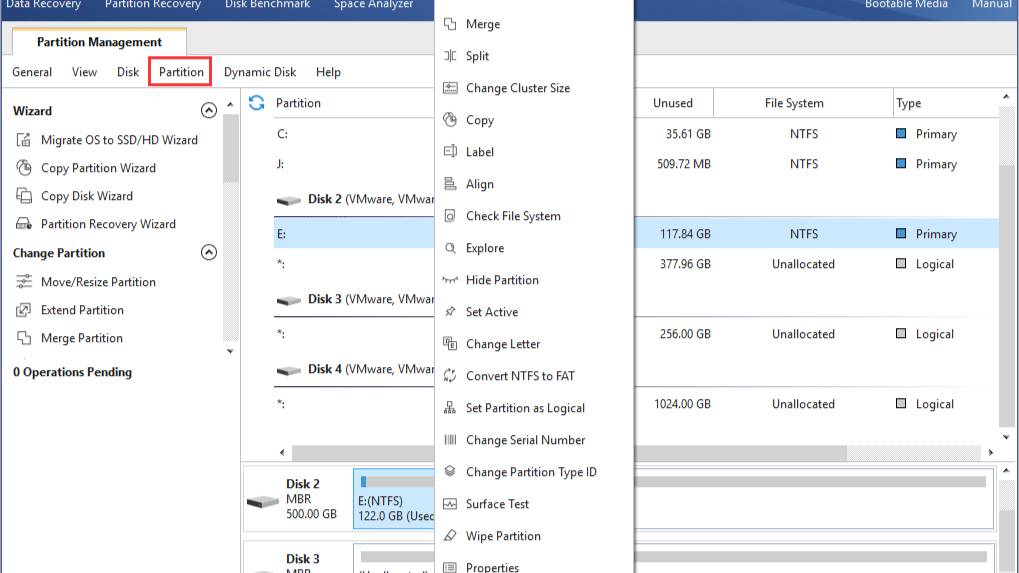 MiniTool Partition Wizard удаление разделов (томов) из среды Windows PE