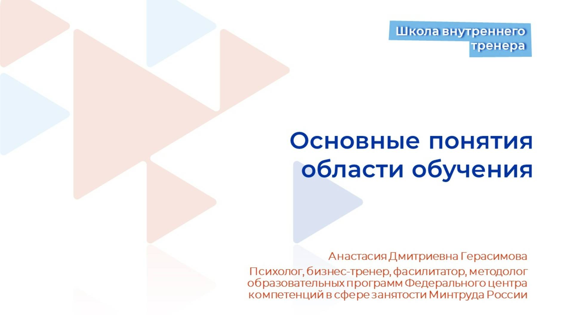 Видеолекция 1. Основные понятия области обучения