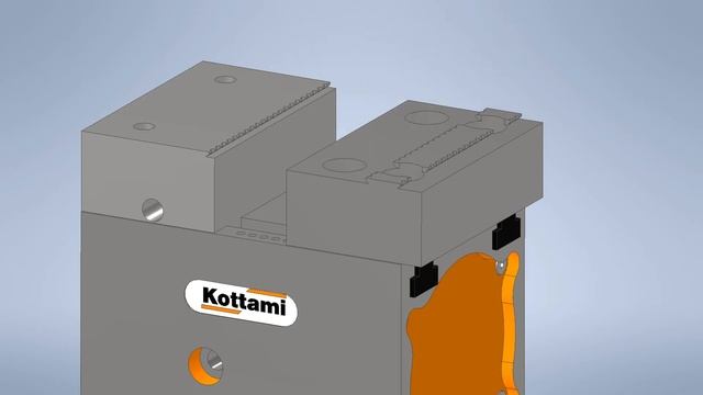 Тиски пневматические серии ТП 95-Г2| Набор из двух губок и упора с зубцами. Анимация