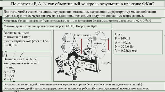 Вычисление и динамика показателей F,A,N как объективный контроль результата в практике ФКиС