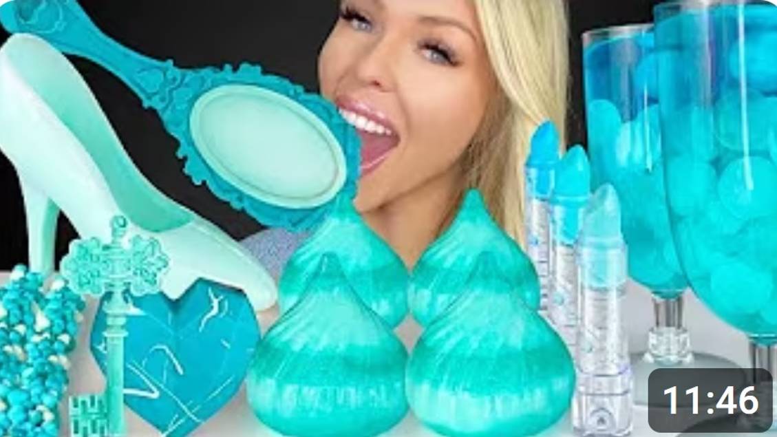 ASMR СИНИЙ И БИРЮЗОВЫЙ ДЕСЕРТ, СЪЕДОБНАЯ СТЕКЛЯННАЯ ЗОЛУШКА