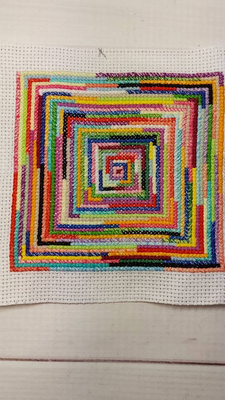 Процесс БИСКОРНЮ, вышивка крестом из ОСТАТКОВ меланжевого мулине🌈 часть 3