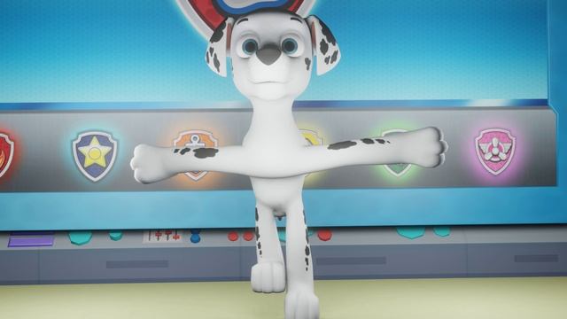 Фан-анимация.  Щенок делает упражнения на тренировку равновесия.