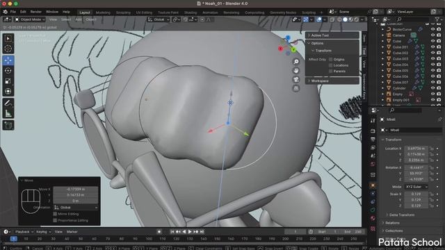 03 - Blender 2D to 3D - A Head and Scarf