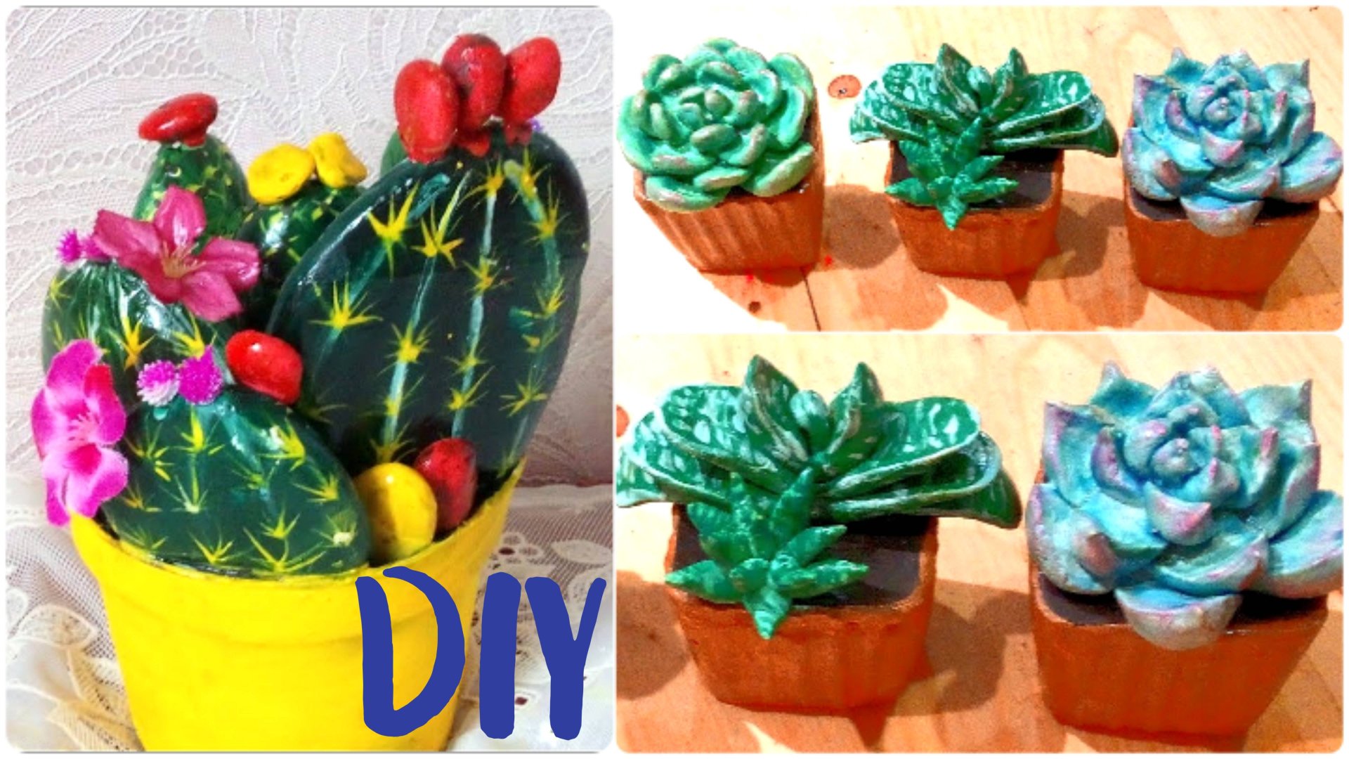 2 Идеи как сделать кактусы  из различных материалов.  Поделки своими руками.