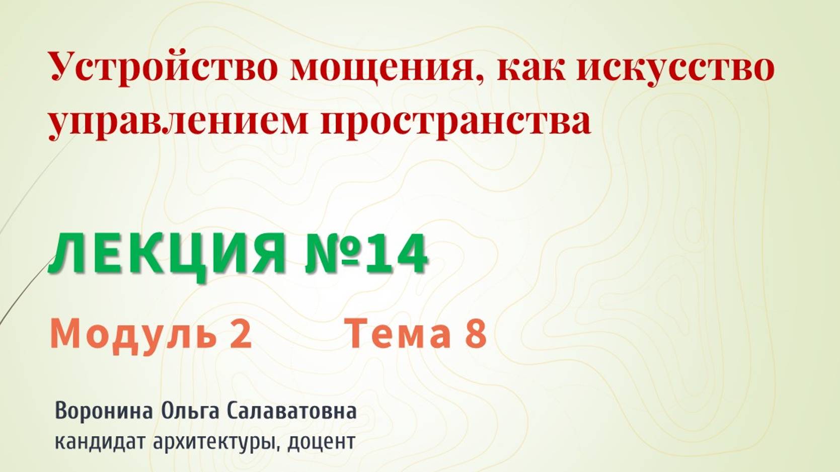 Устройство мощения, как искусство управлением пространства
Лекция № 14