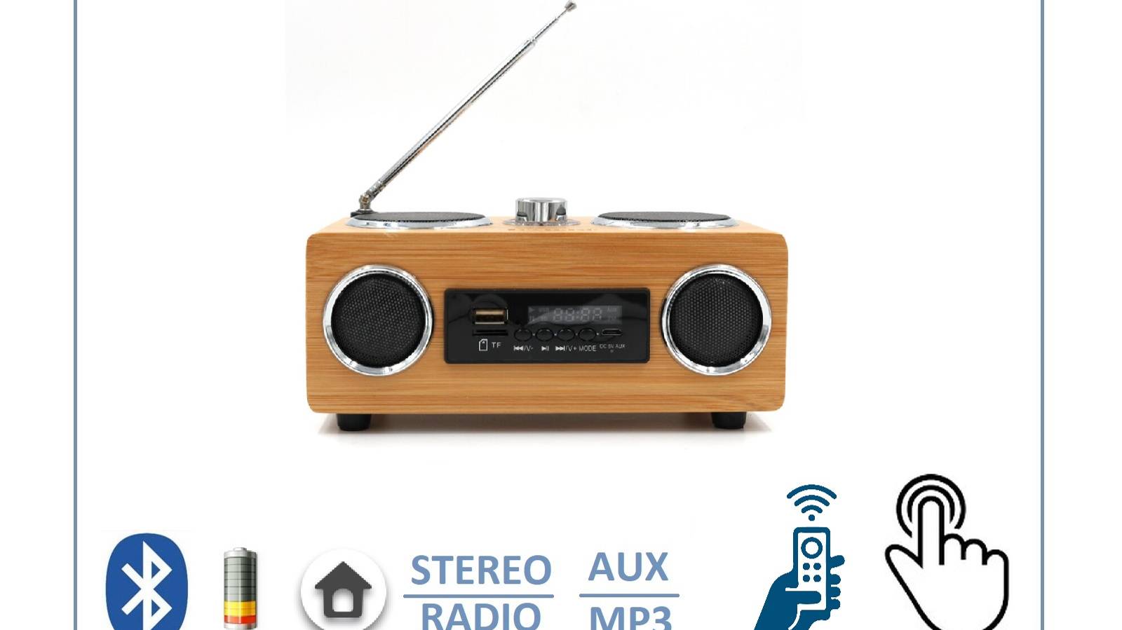 DE/SZ-31 Bluetooth колонка СТЕРЕО, радио FM, с аккумулятором + пульт