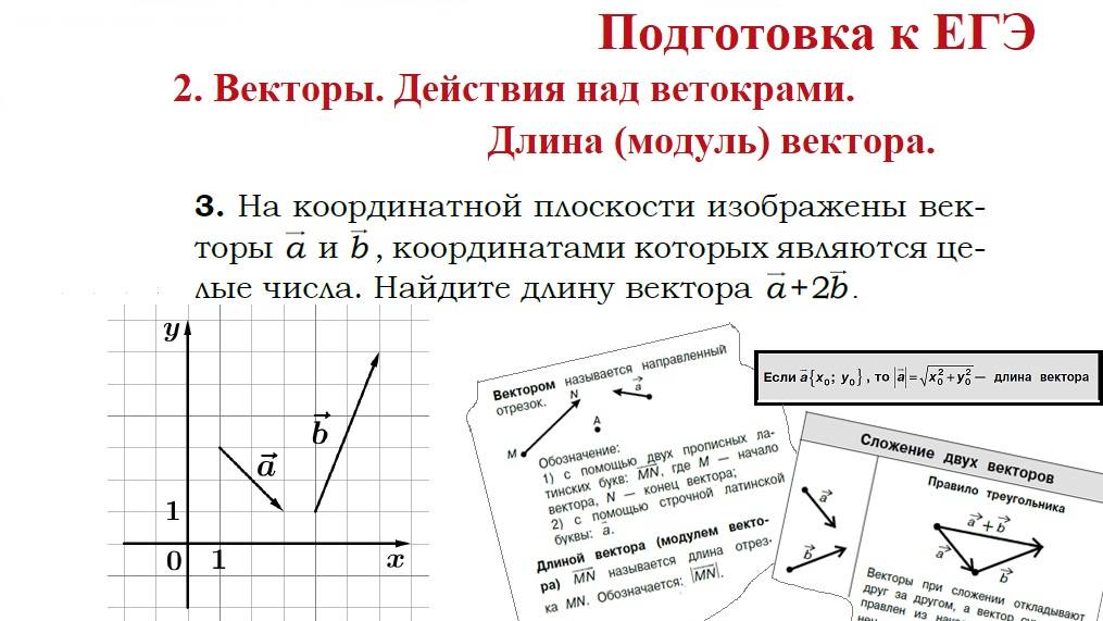 Вычисляем длины суммы векторов, заданных в системе координат