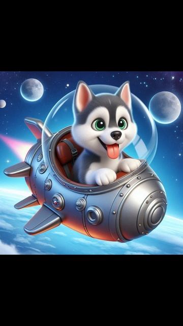 щенок Хаски в космосе