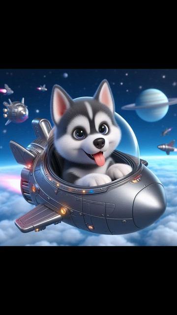 щенок Хаски в космосе