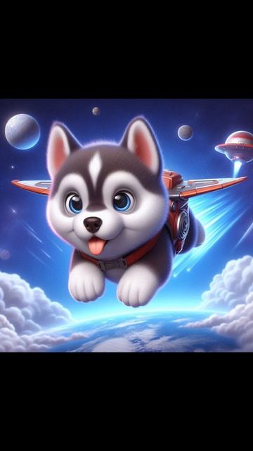 щенок Хаски в космосе