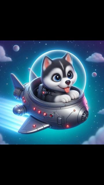 щенок Хаски в космосе