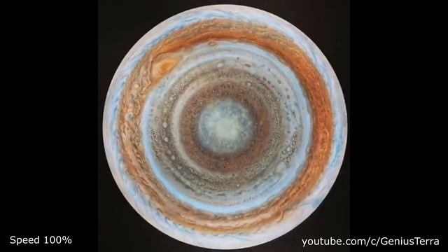 Атмосферные течения Юпитера со стороны Южного полюса