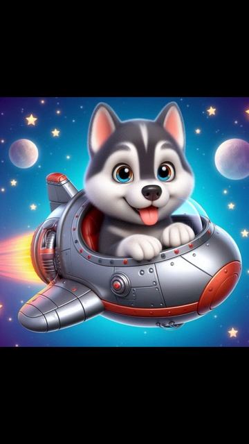 щенок Хаски в космосе