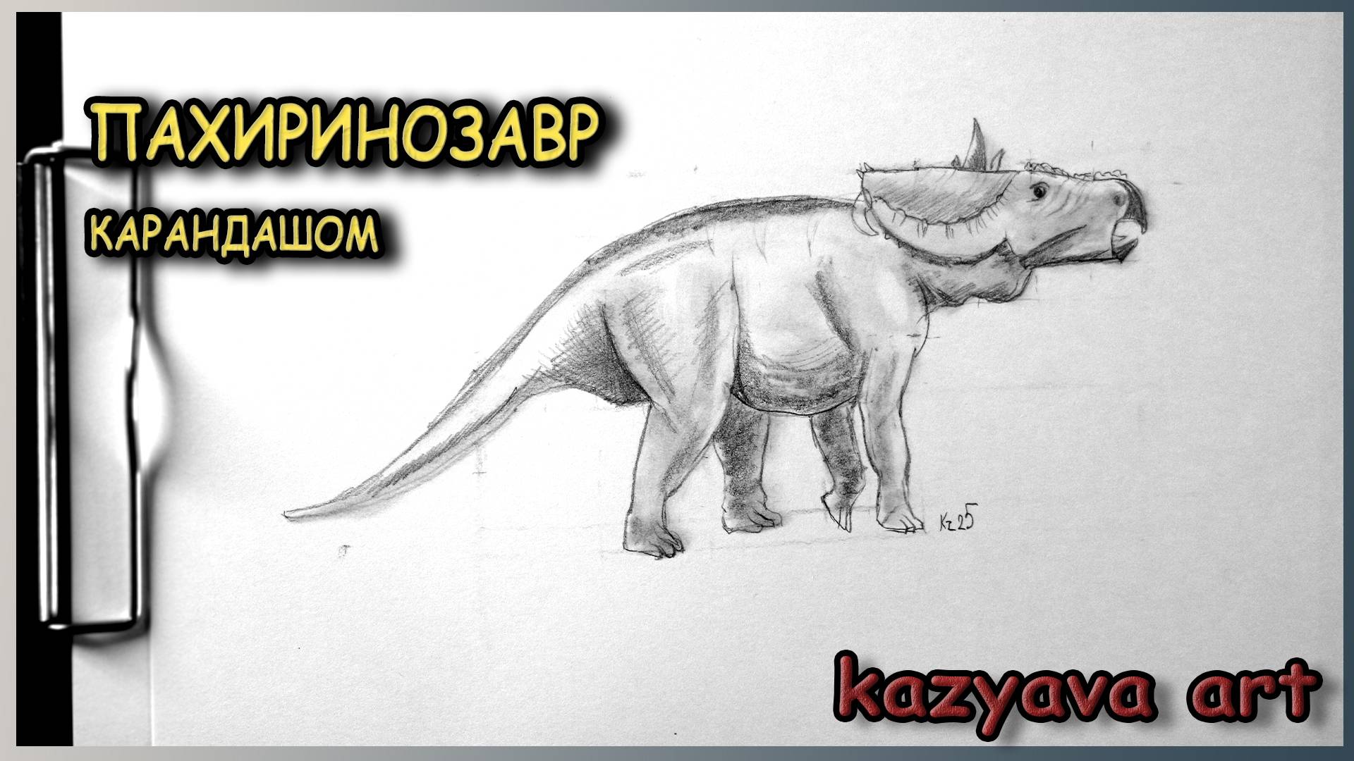 Как нарисовать динозавра Пахиринозавр карандашом. Поэтапное рисование динозавров