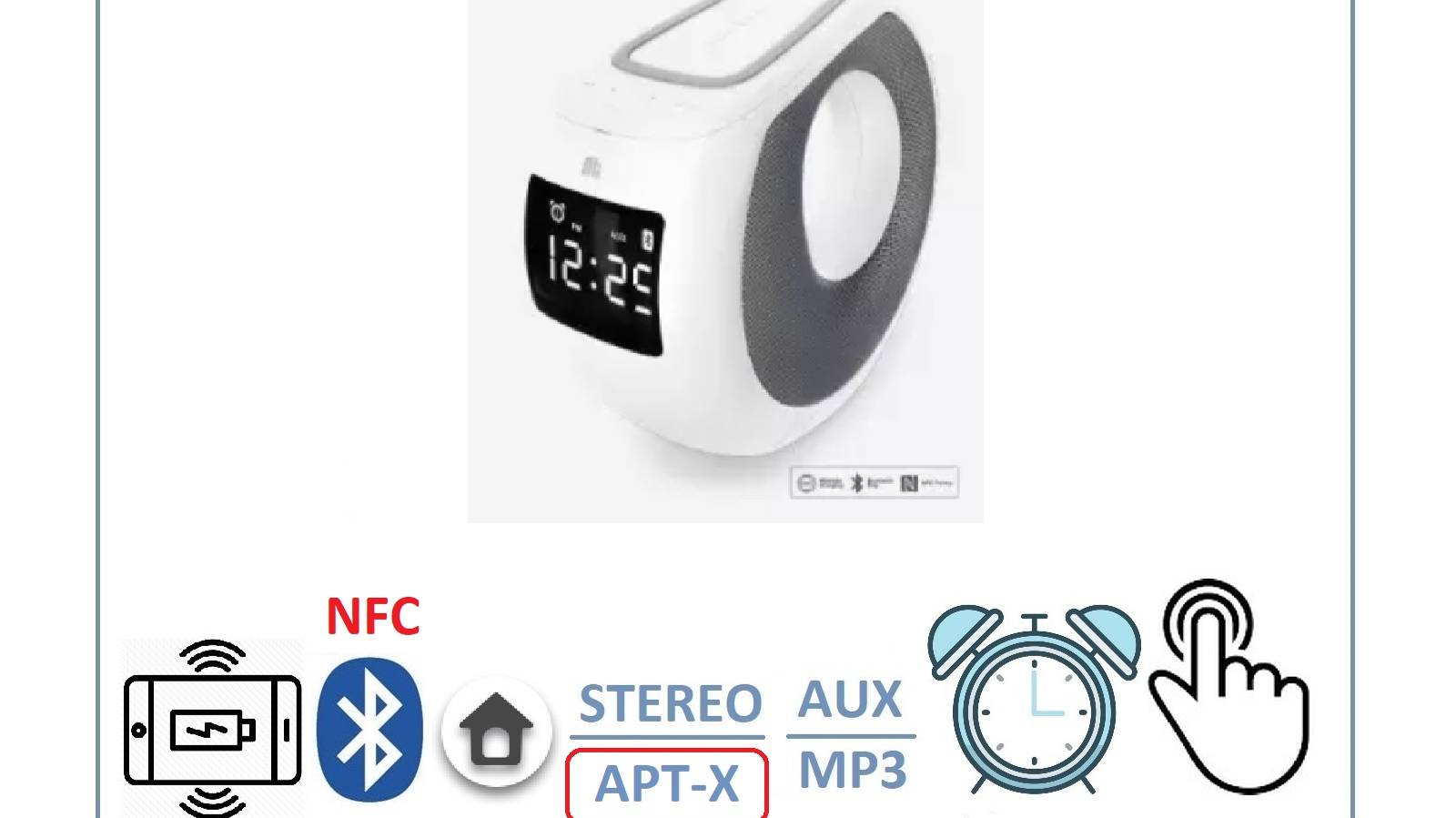 Дизайн-модель COZY MC1 Bluetooth колонка СТЕРЕО APT-X, NFC. зарядная беспроводная станция (QI)