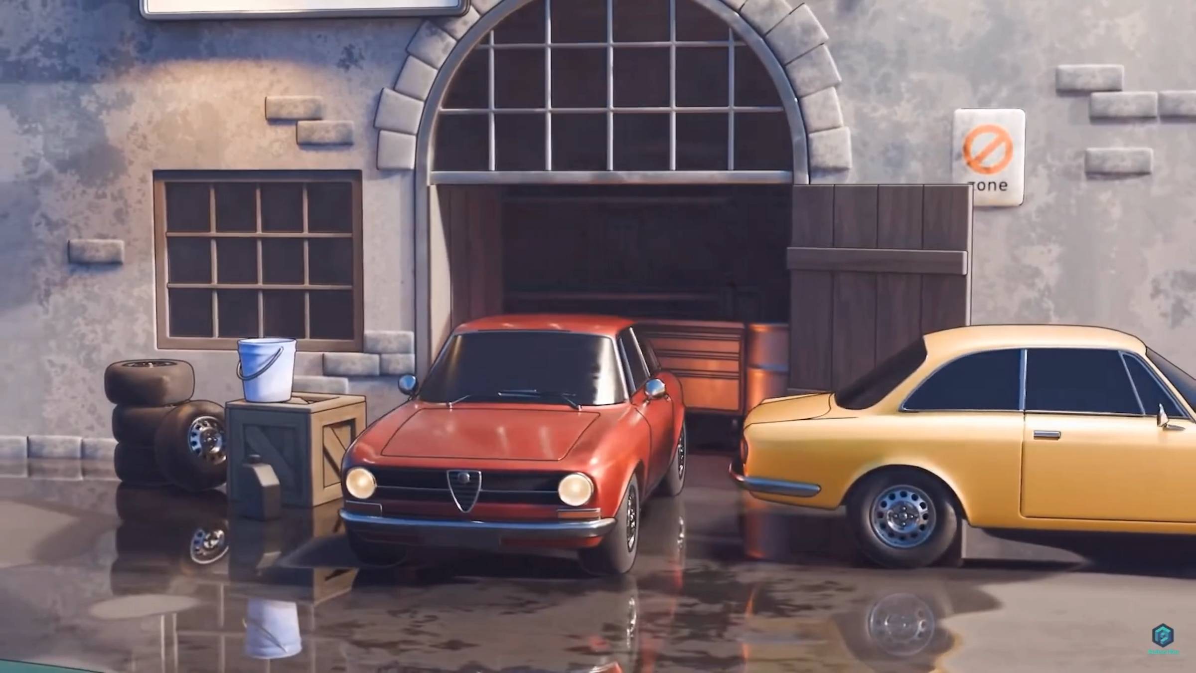 Ретро гараж в Блендер.