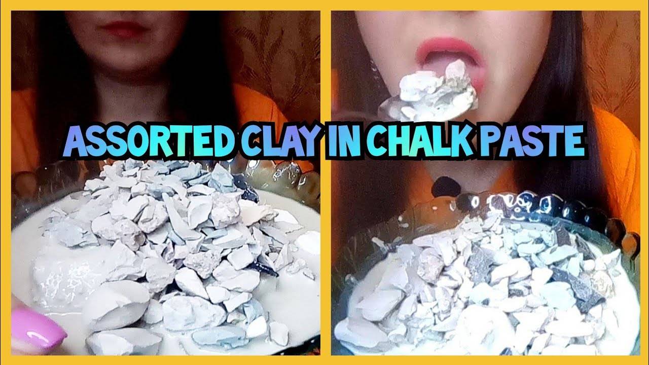 Асмр/Мукбанг/Хруст/Ассорти из глины в меловой пасте/mukbang/crunch/Assorted clay in chalk paste