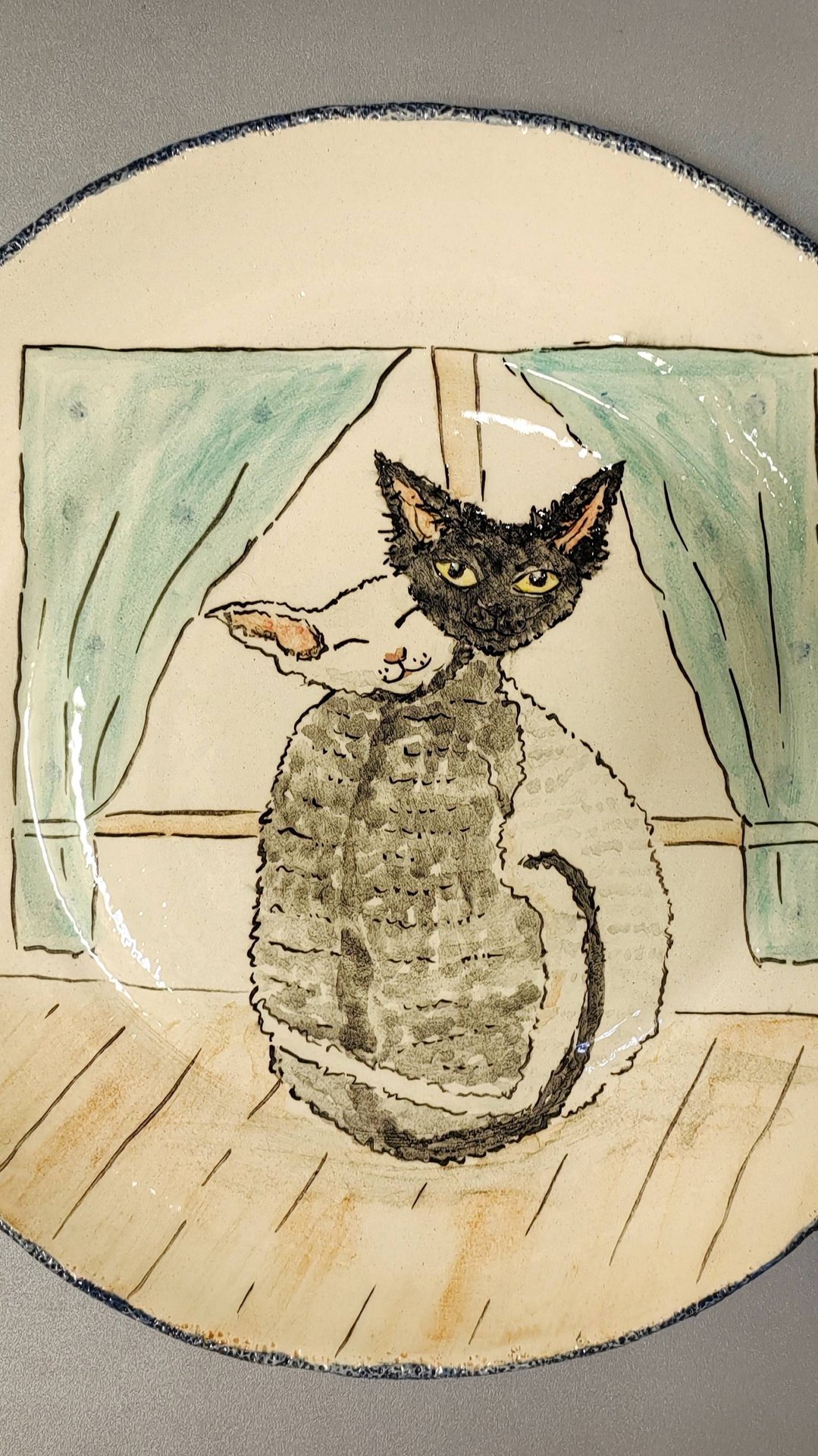 Тарелочка "Влюблённые девон-рексы"