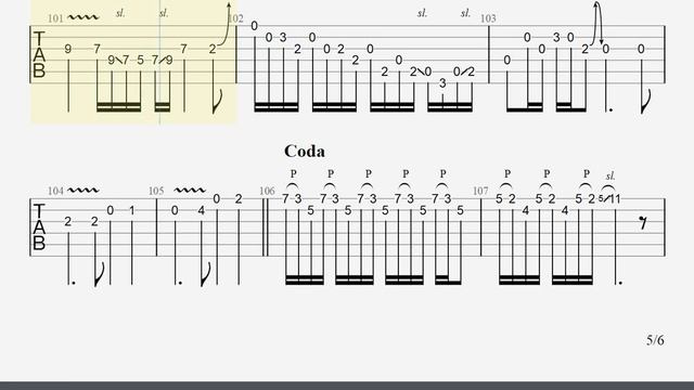 Hotel California  -  solo guitar Em tab