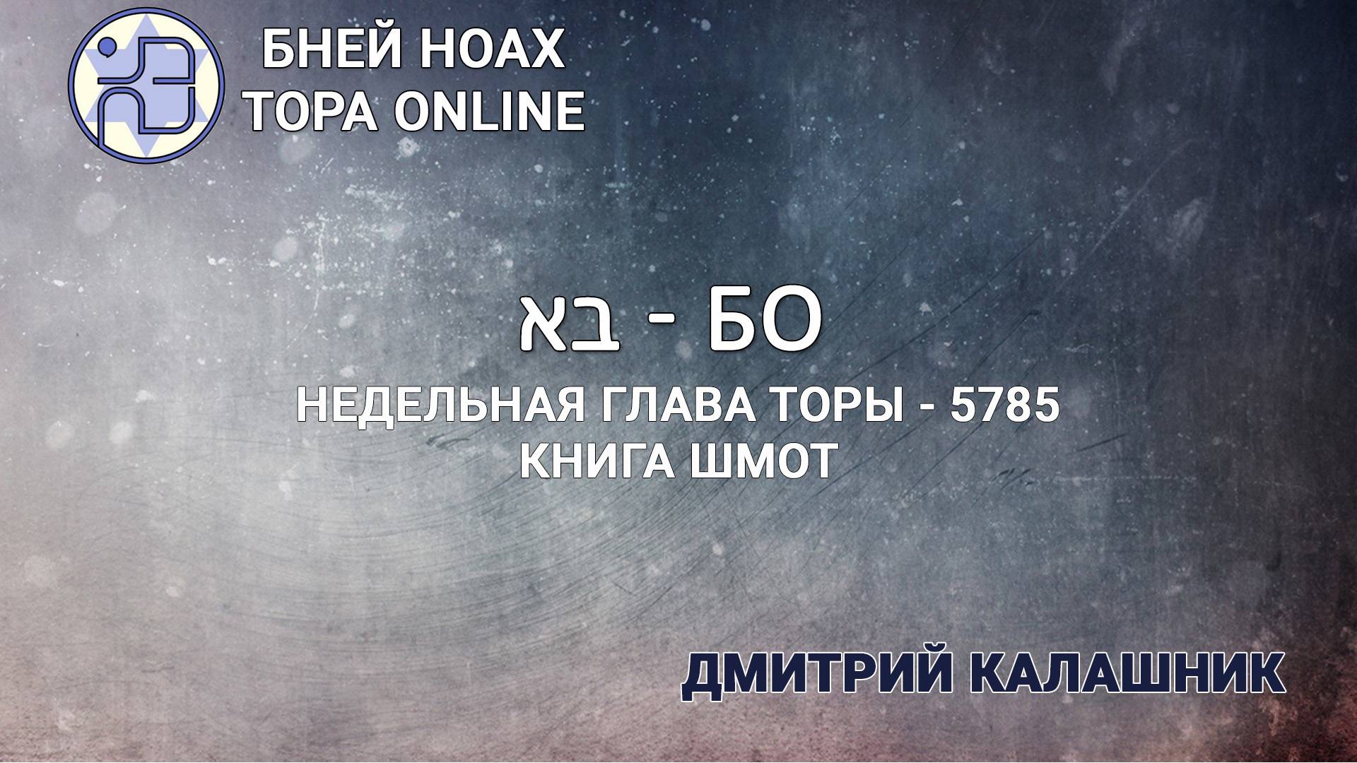 Недельная глава Торы - Парашат а-шавуа - "БО" 5785/2025. Дмитрий Калашник